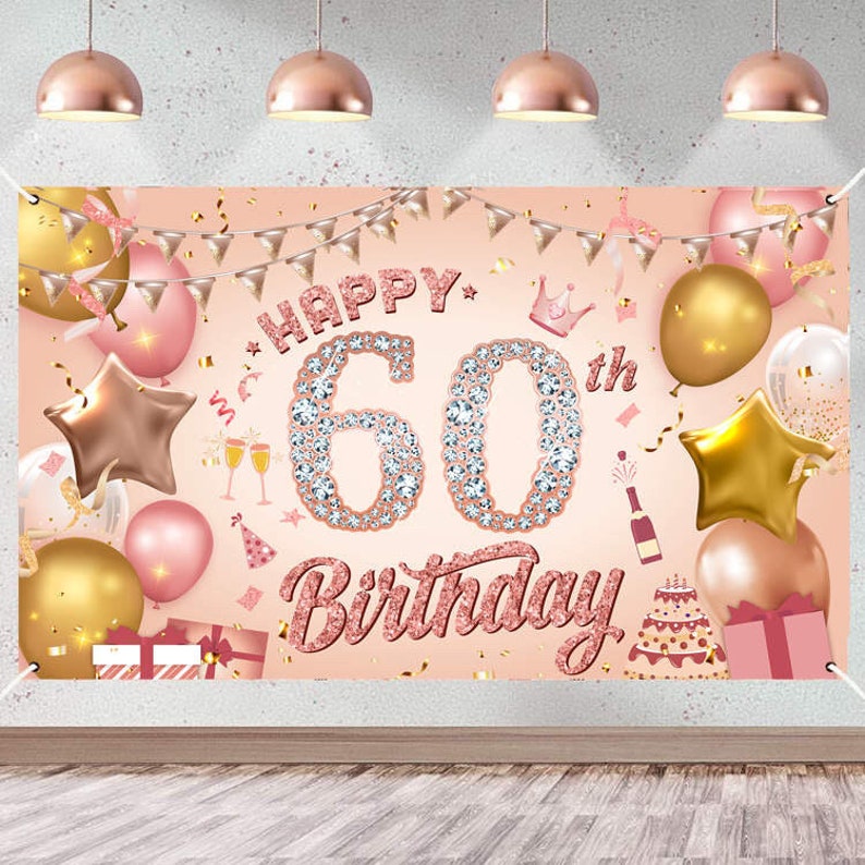 Large Happy 60th Birthday Backdrop Banner Photo Background - Etsy UK