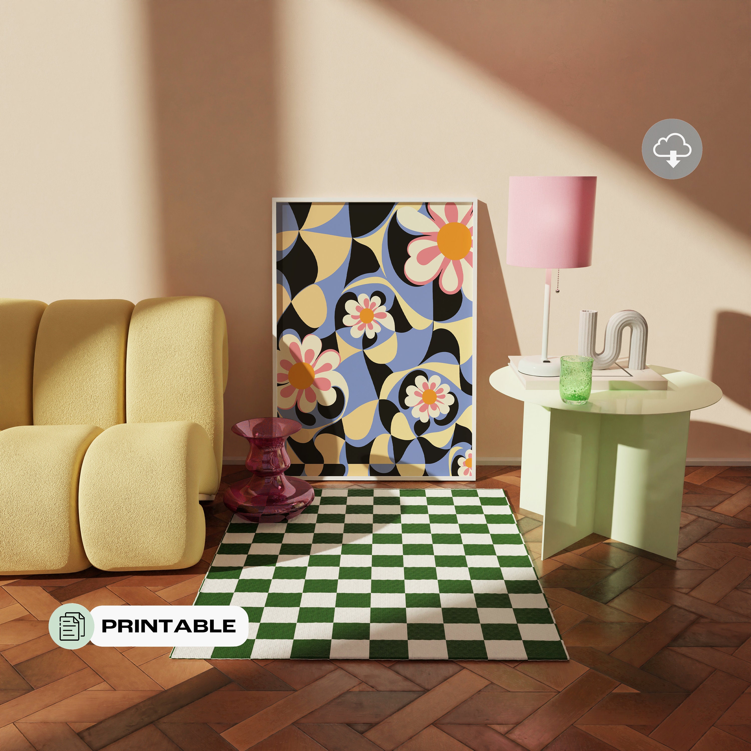 Retro Wall Printaesthetic Room Decor Happiness Groovy - Etsy