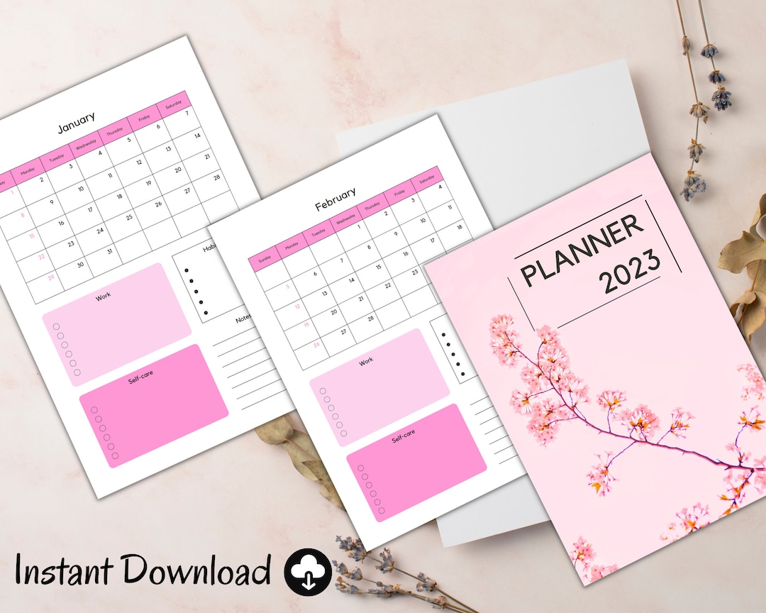 Monthly Calendar 2023 Planner, 2023 Printable Calendar Landscape ...