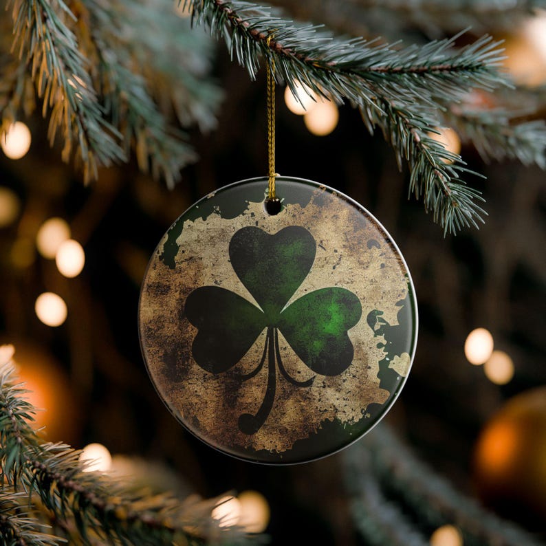 Ceramic Shamrock Ornament | Irish Christmas Tree Decor | Green Lucky ...