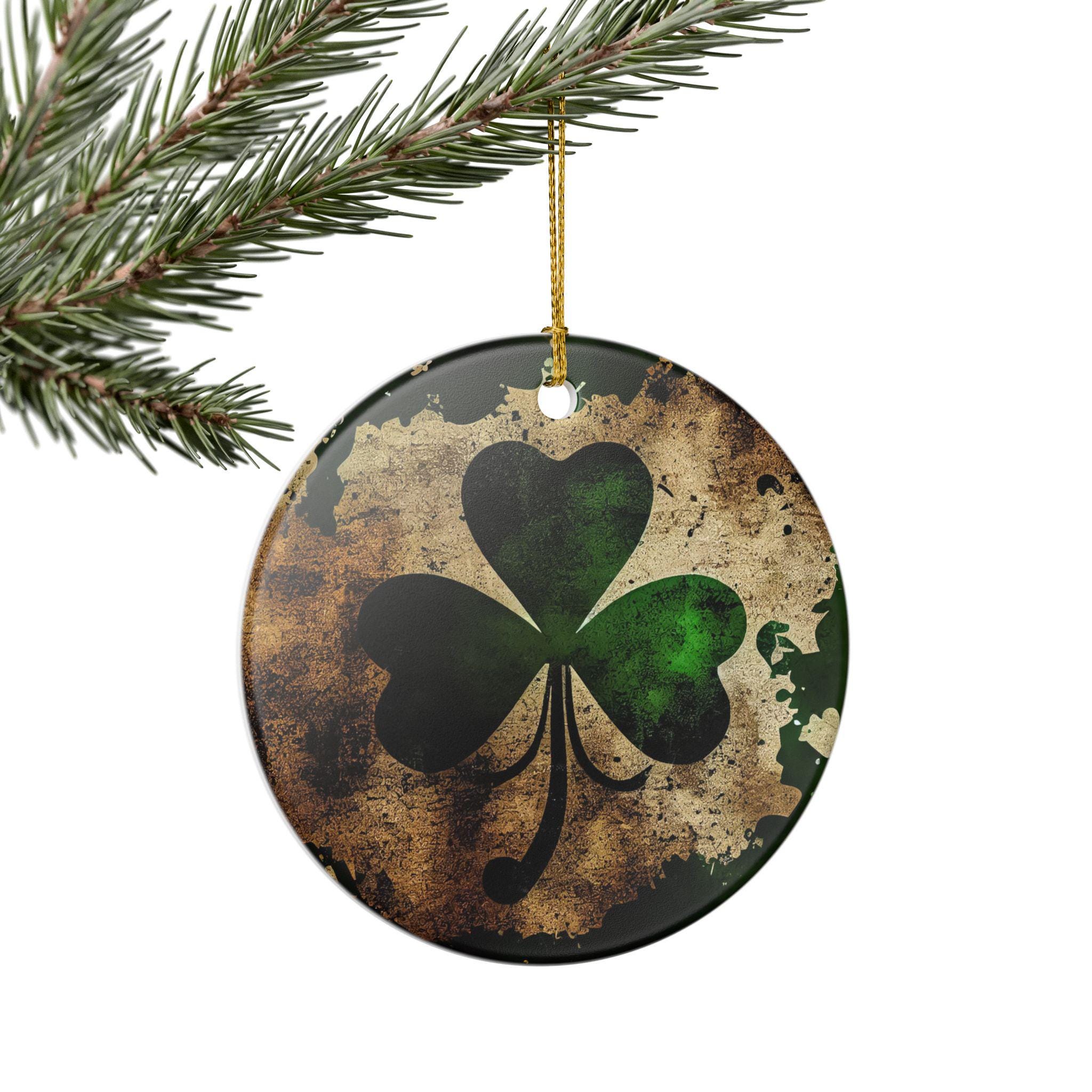 Ceramic Shamrock Ornament | Irish Christmas Tree Decor | Green Lucky ...