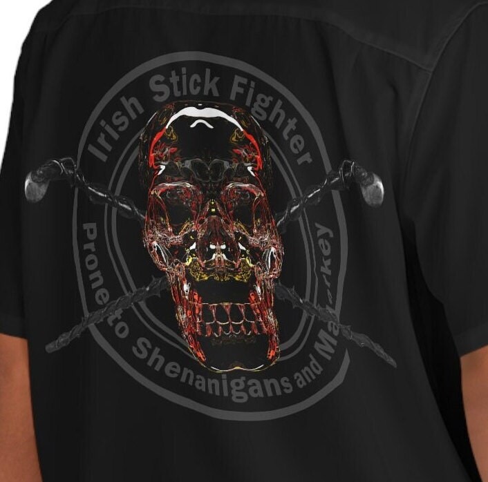 Red Crystal Skull and Shillelaghs Men's Hawaiian Shirt, Irish, Ireland ...
