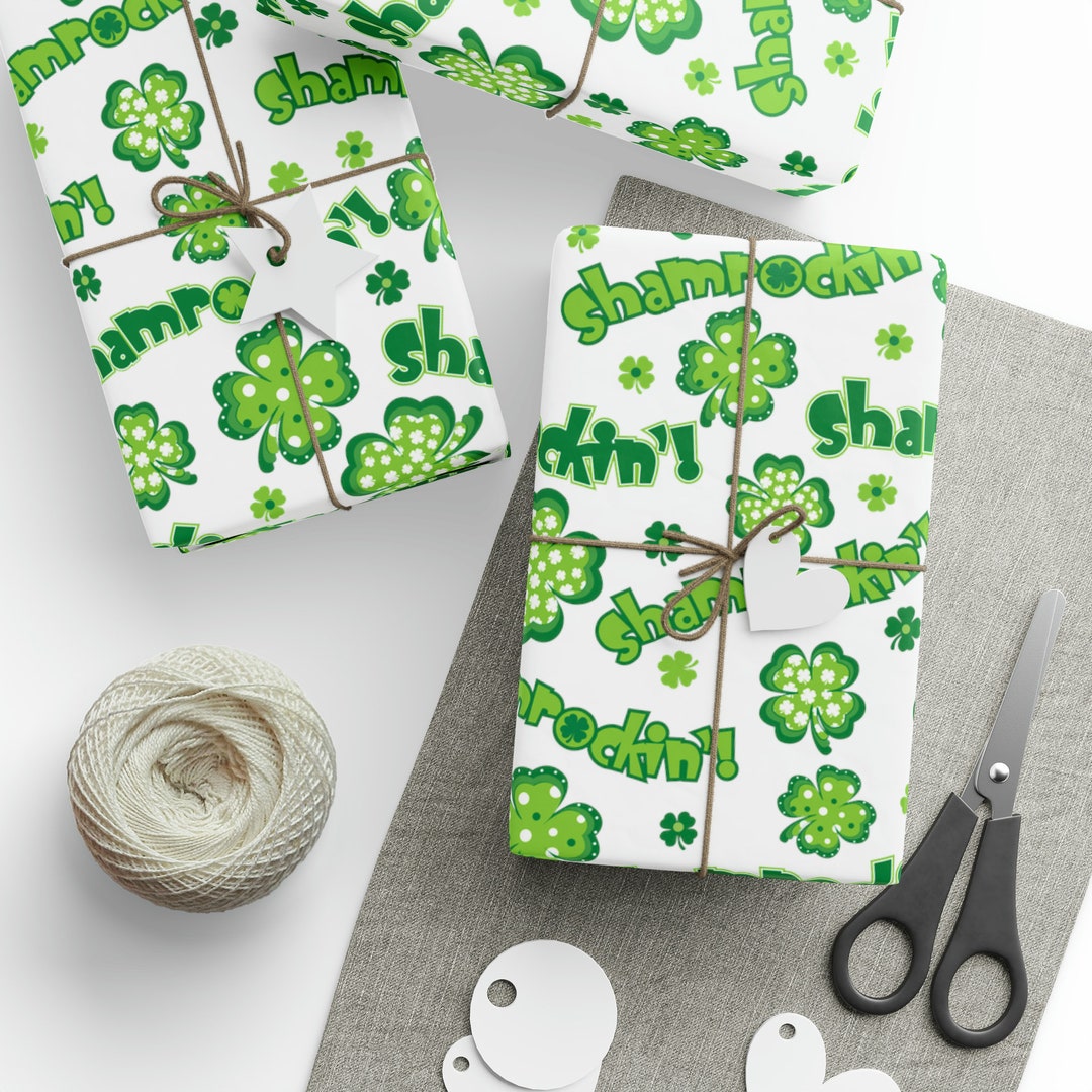 Shamrockin Wrapping Papers, Irish Themed Gift Wrapping, Ireland ...