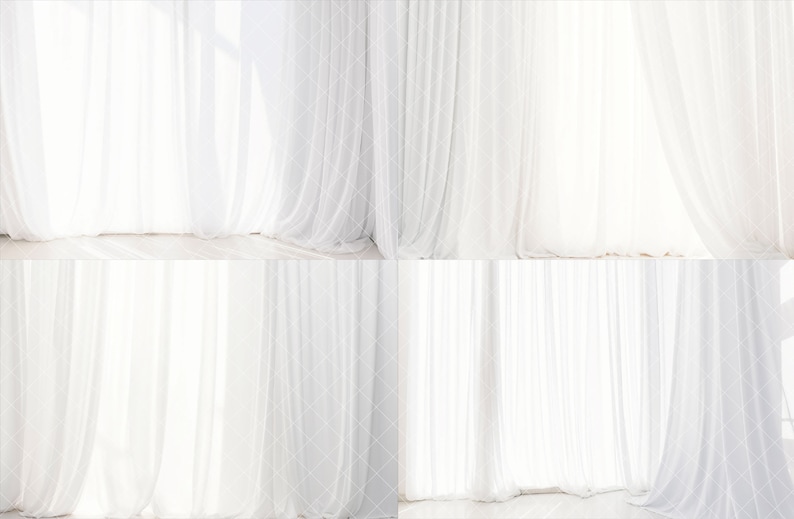 20 Digital White Sheer Curtain Backdrops Maternity Backdrop Overlays ...