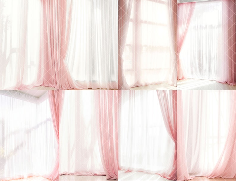 20 Digital Pink Sheer Curtain Backdrops Soft Pink Maternity Backdrop ...
