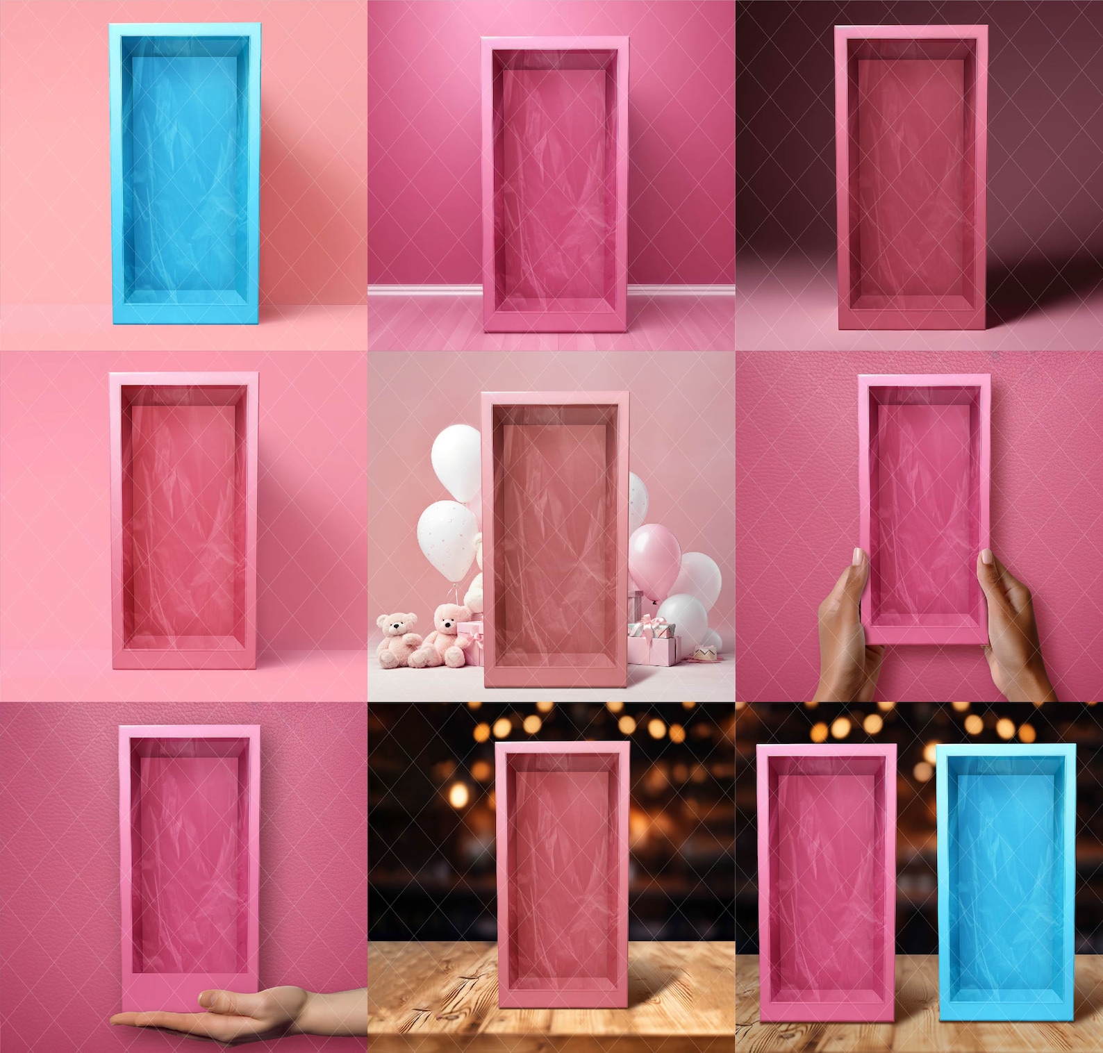 9 Doll Box Backdrop Bundle PSD Digital Backgrounds Customizable Doll ...