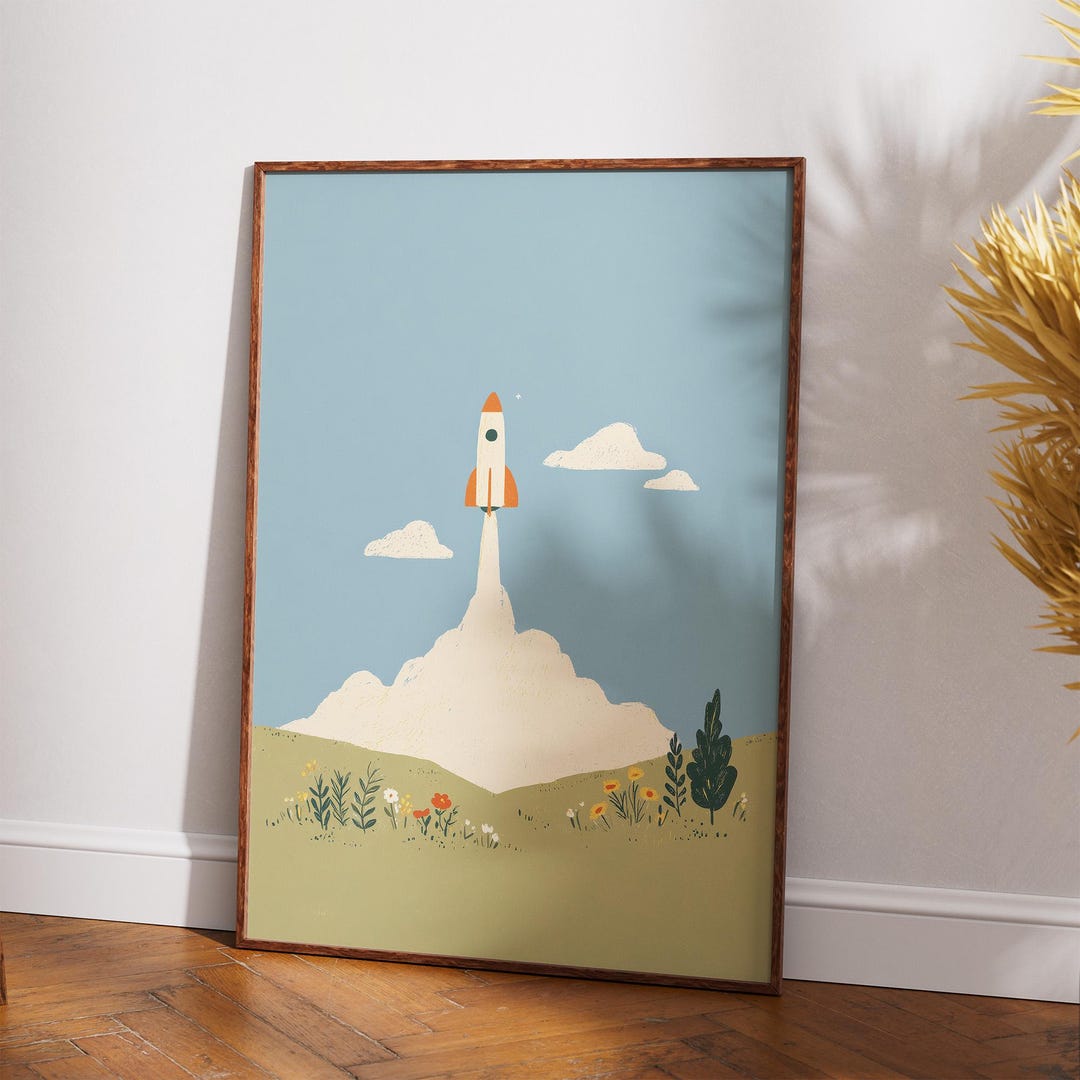 Rocket Wall Art - Boys Nursery Space Print - Adventure Kids Room Decor ...