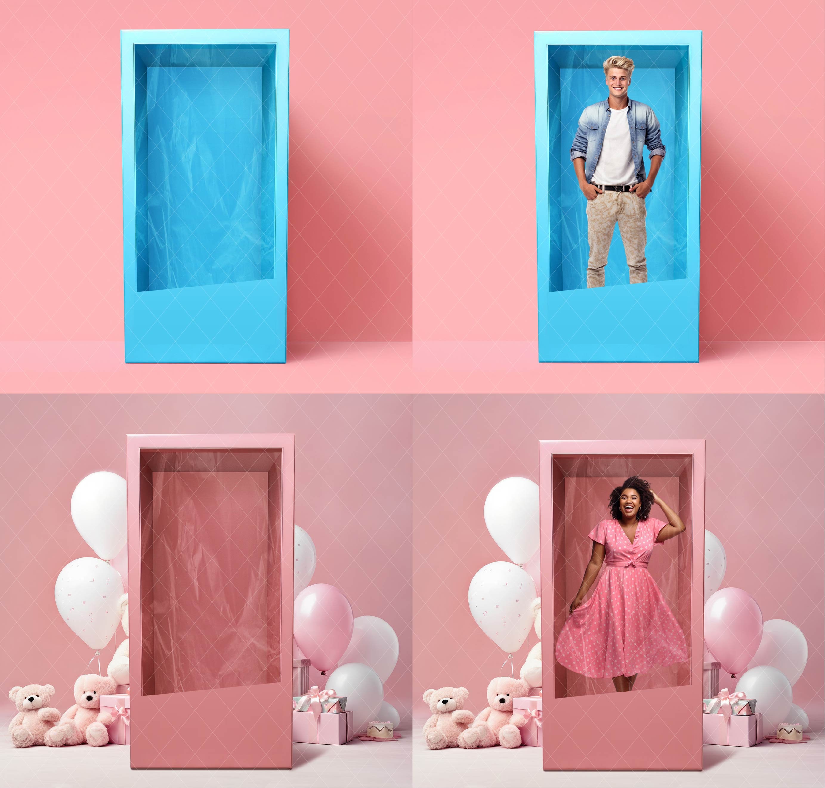 9 Doll Box Backdrop Bundle PSD Digital Backgrounds Customizable Doll ...