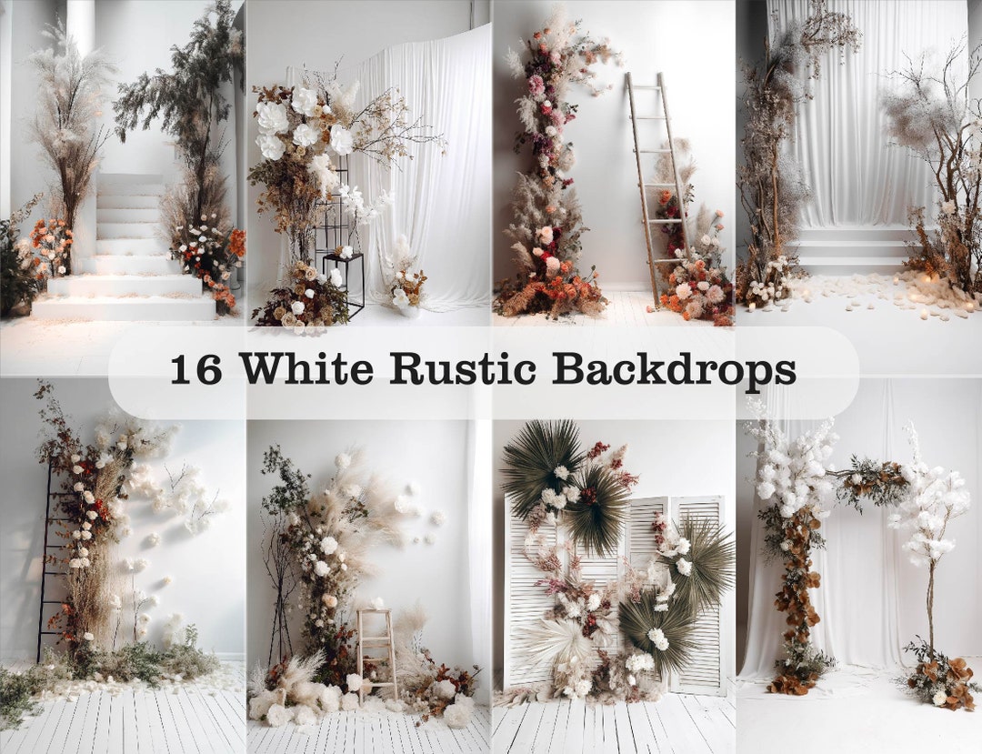 16 White Rustic Studio Backdrops Floral Maternity Overlays Clean Modern ...