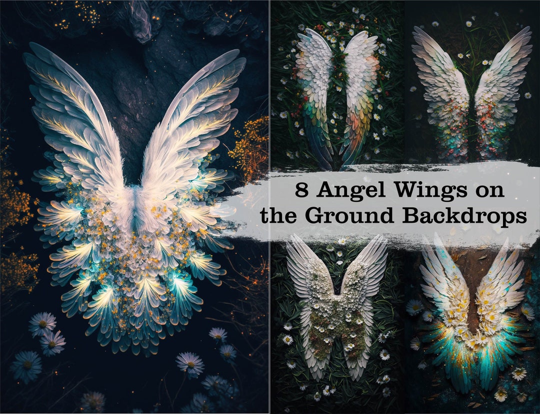 Digital Angel Wings on the Ground Backdrops Dark Floral Backgrounds ...