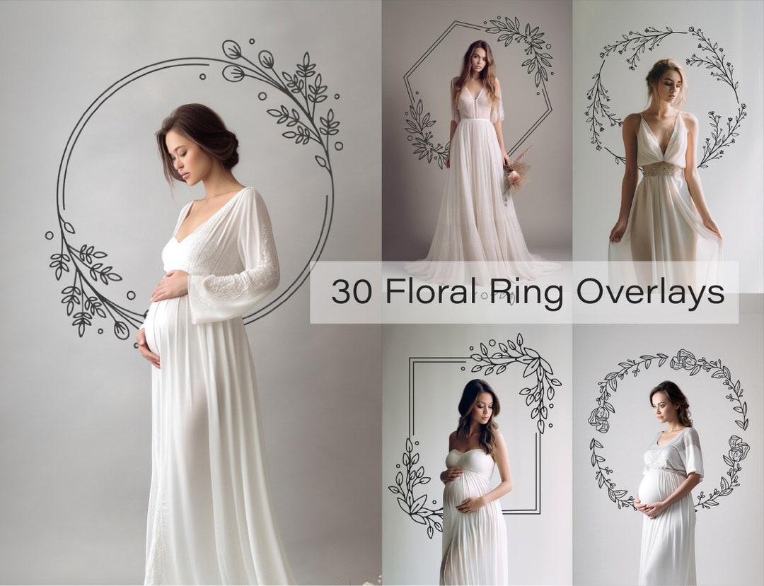 30 Elegant Floral Ring Overlays Maternity Digital Backdrop Overlay ...