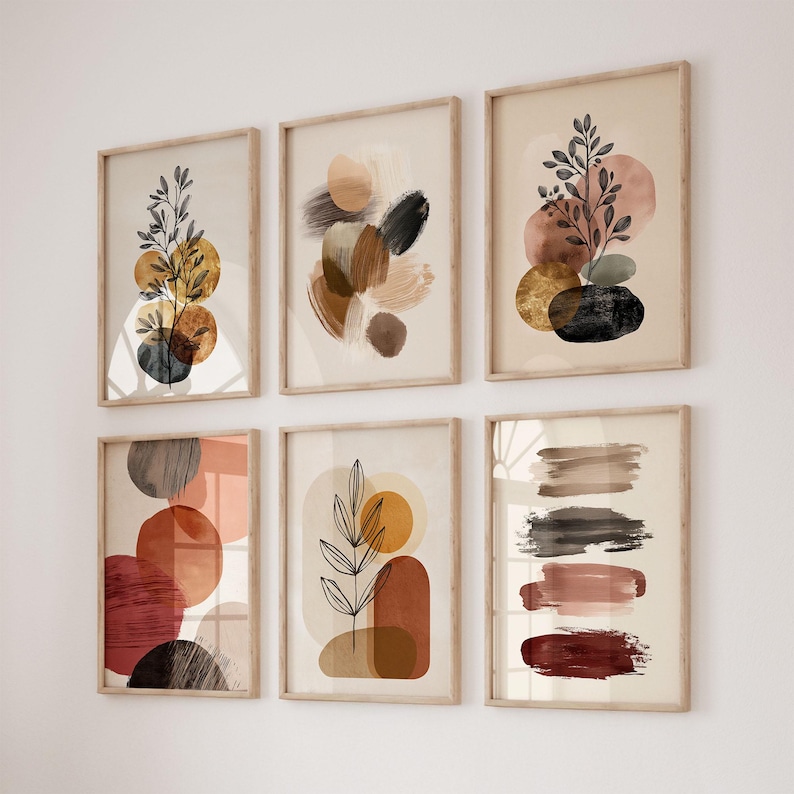 200 Modern Boho Wall Art Prints - Trendy Abstract Minimalist Gallery ...