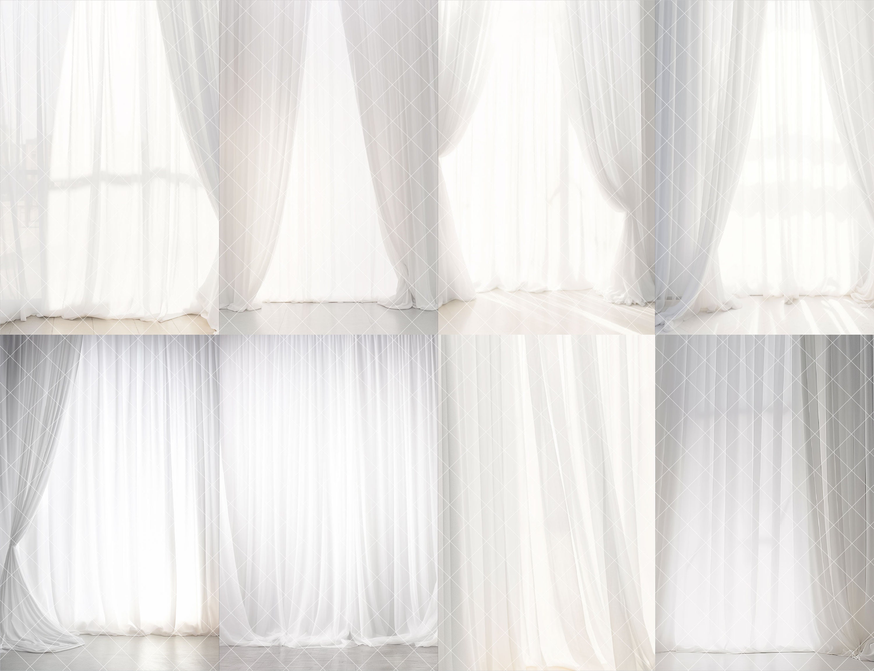 20 Digital White Sheer Curtain Backdrops Maternity Backdrop Overlays ...