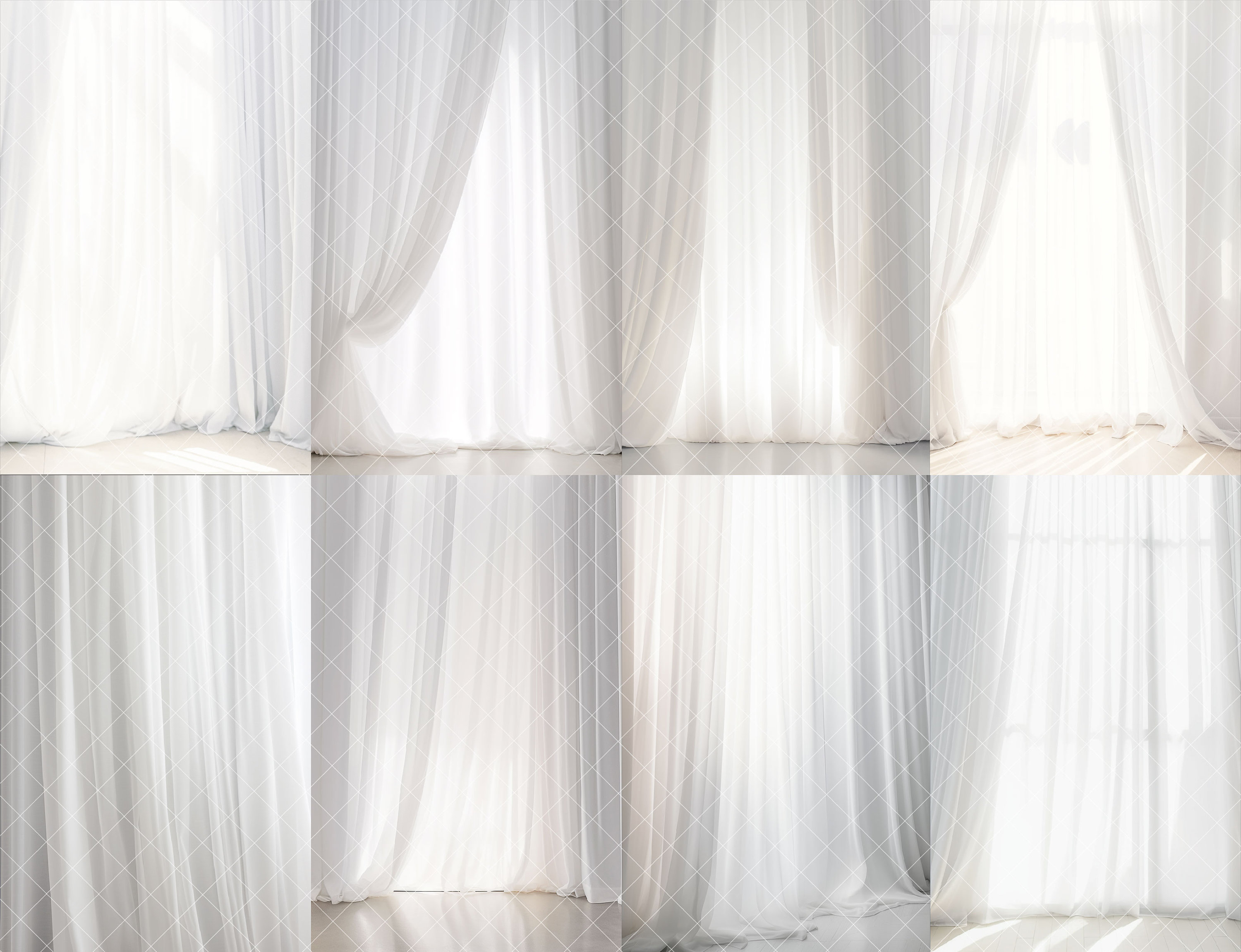 20 Digital White Sheer Curtain Backdrops Maternity Backdrop Overlays ...