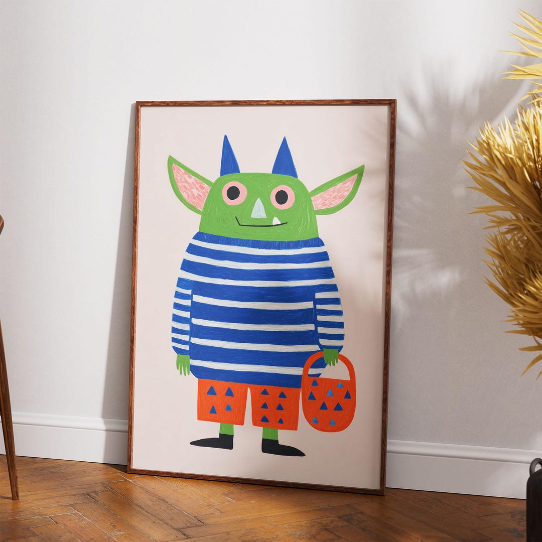 Whimsical Goblin Digital Print - Eclectic Kids Room Wall Art - Trendy ...