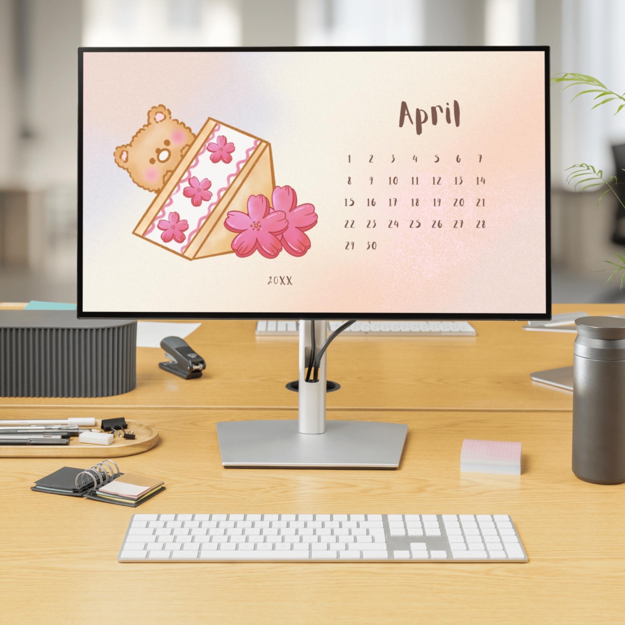 Kawaii Desktop Wallpaper: Monthly Calendar Organizer (digital Download ...