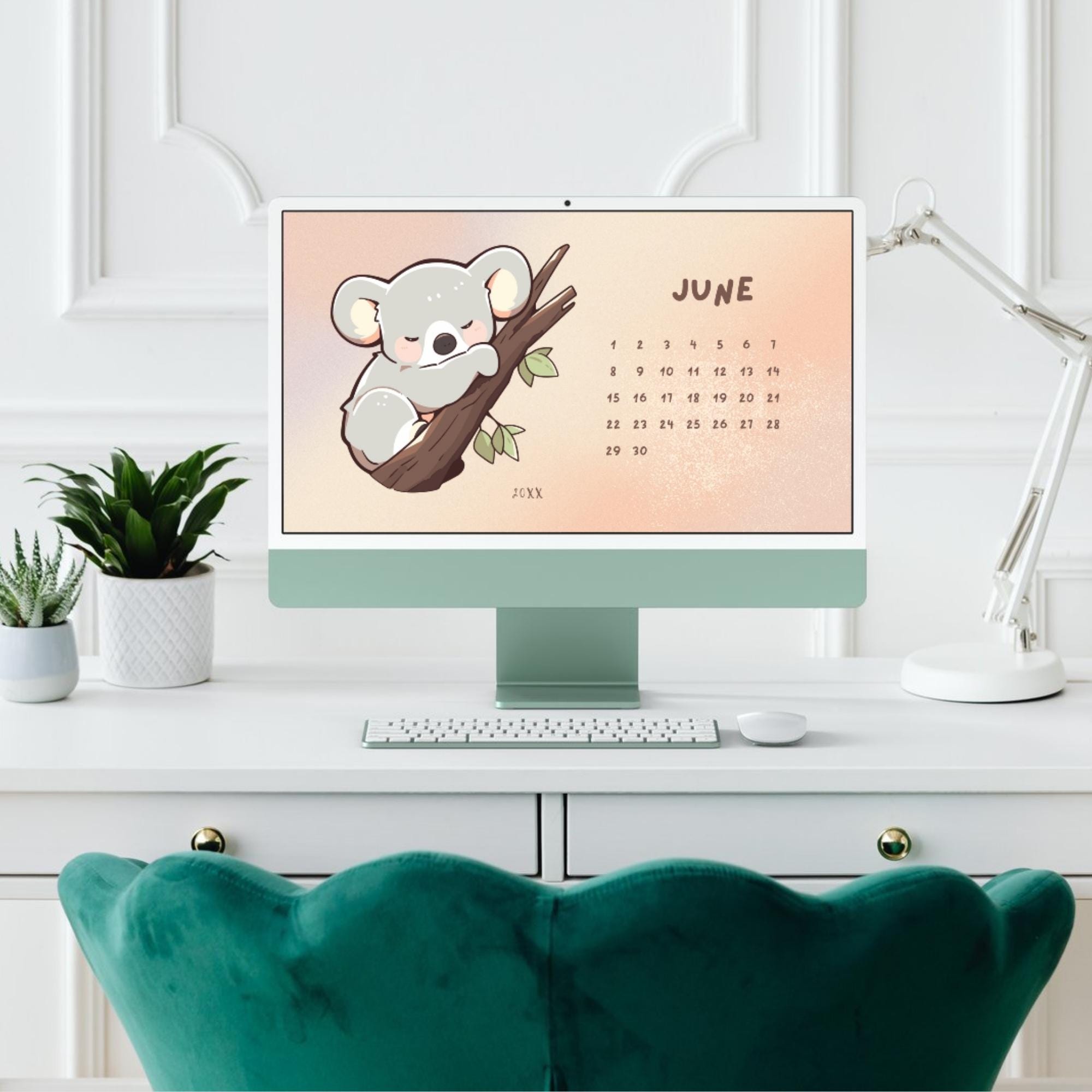 Kawaii Desktop Wallpaper, Monthly Calendar, Organizer (digital Download ...