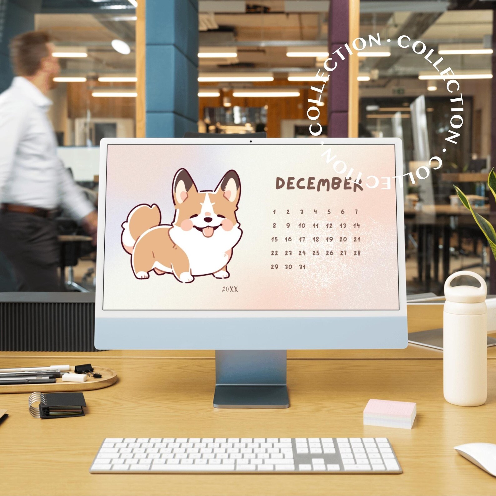 Kawaii Desktop Wallpaper, Monthly Calendar, Organizer (digital Download ...
