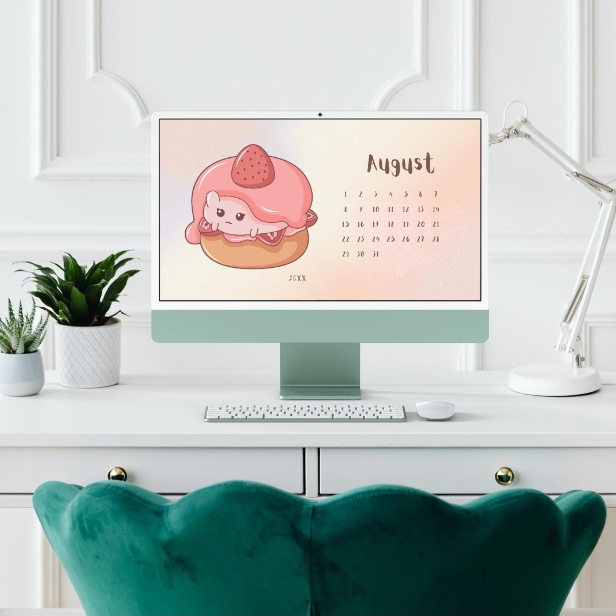 Kawaii Desktop Wallpaper: Monthly Calendar Organizer (digital Download ...