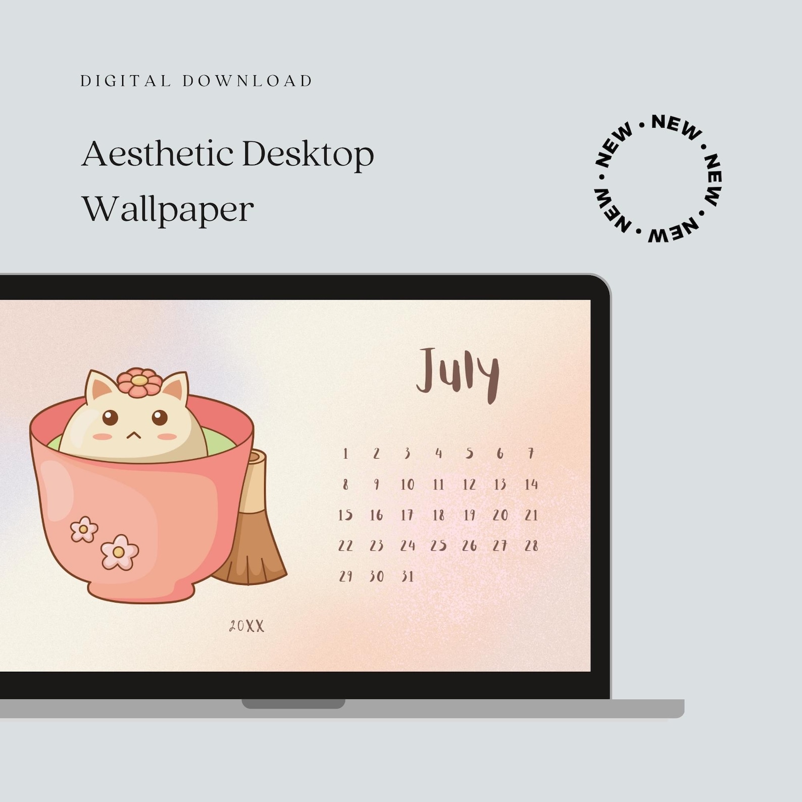 Kawaii Desktop Wallpaper: Monthly Calendar Organizer (digital Download ...