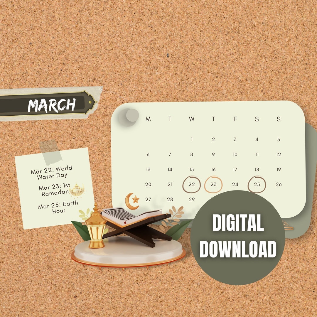 Digital Calendar 2023 Islamic Calendar 1444 Digital Islamic Organizer ...