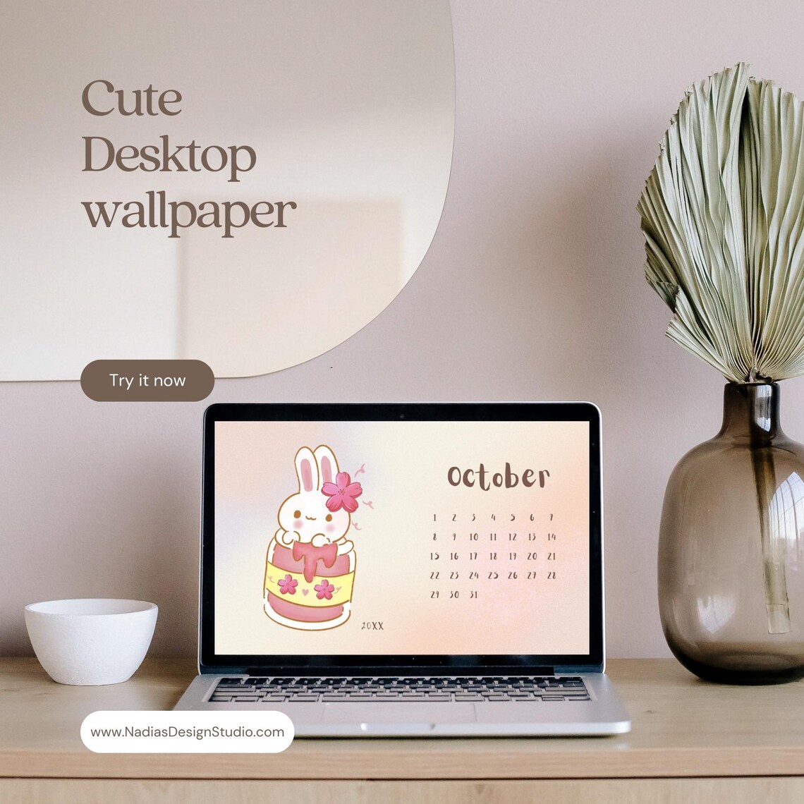 Kawaii Desktop Wallpaper: Monthly Calendar Organizer (digital Download ...