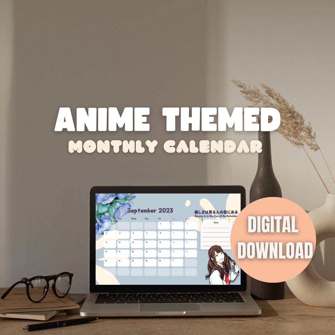 2023 Digital Calendar Anime Calendar 2023 Calendar Digital - Etsy