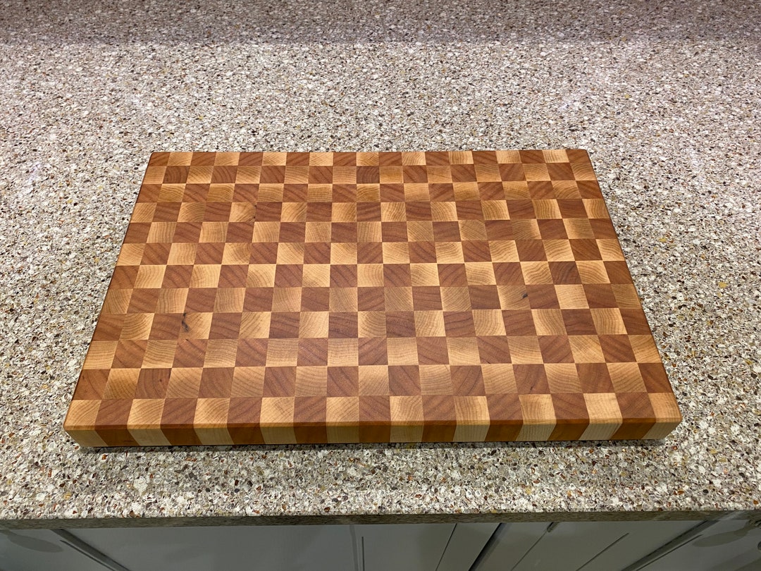 Maple & Cherry End Grain Chess Board Chopping Board Butcher Block With ...