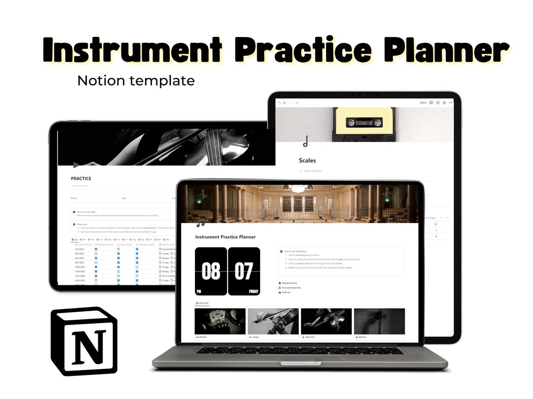 Instrument Practice Planner Notion Template Digital Journal Violin ...