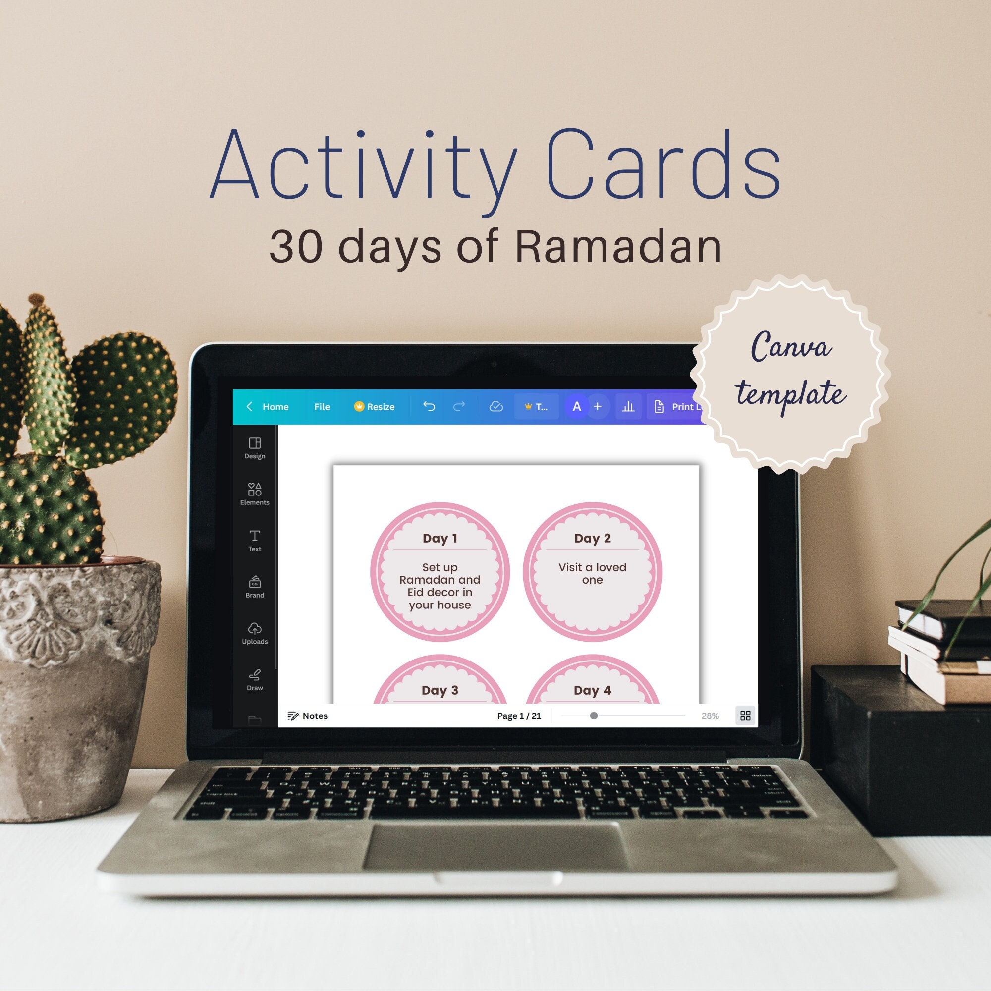 Ramadan Kids Activity Card 30 Days DIY Editable Gift Printable Coupon ...