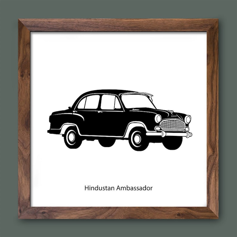 Hindustan Ambassador, Indian Classic Car Poster, Oldtimer Illustration ...