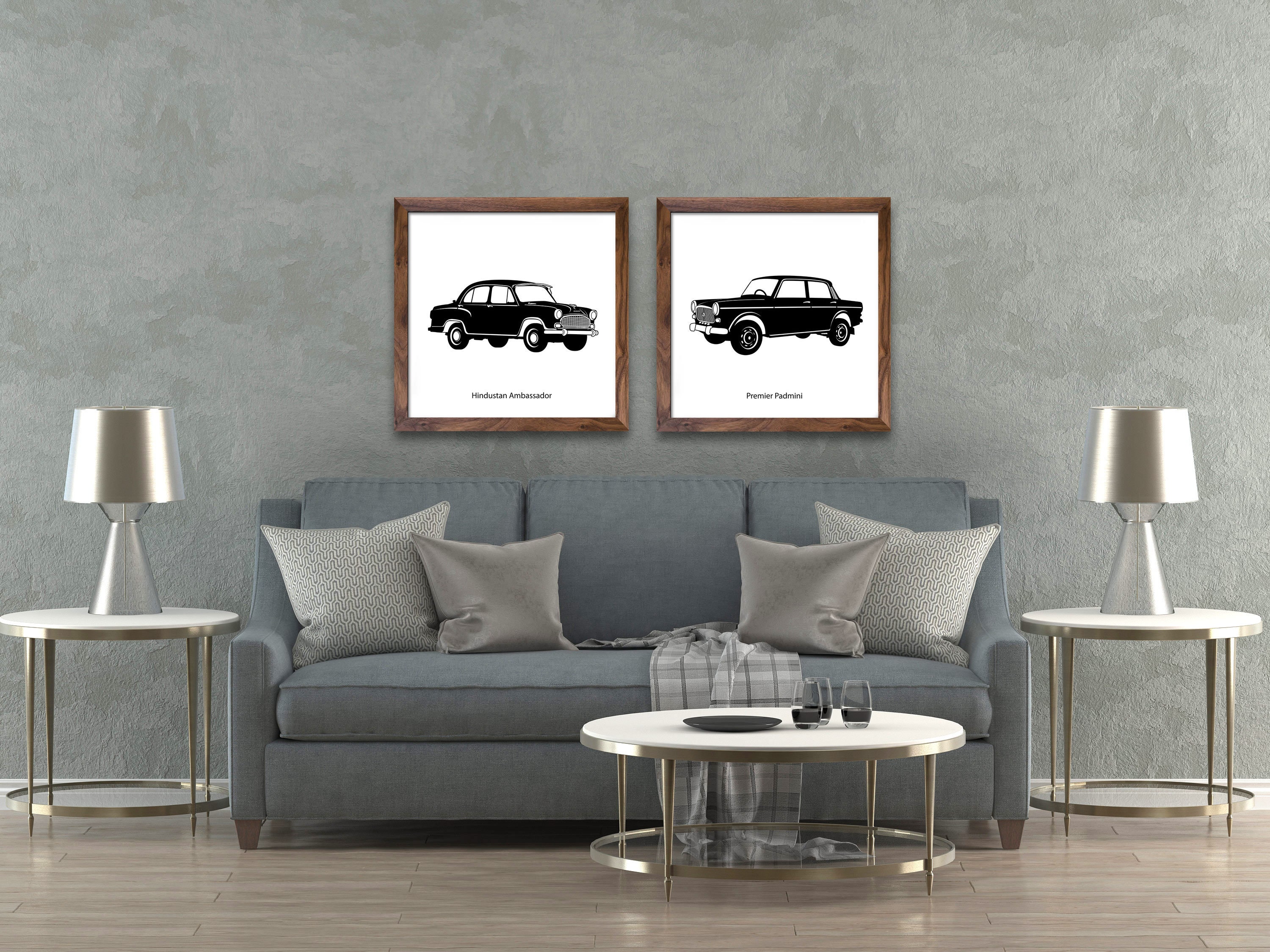 Hindustan Ambassador, Indian Classic Car Poster, Oldtimer Illustration ...