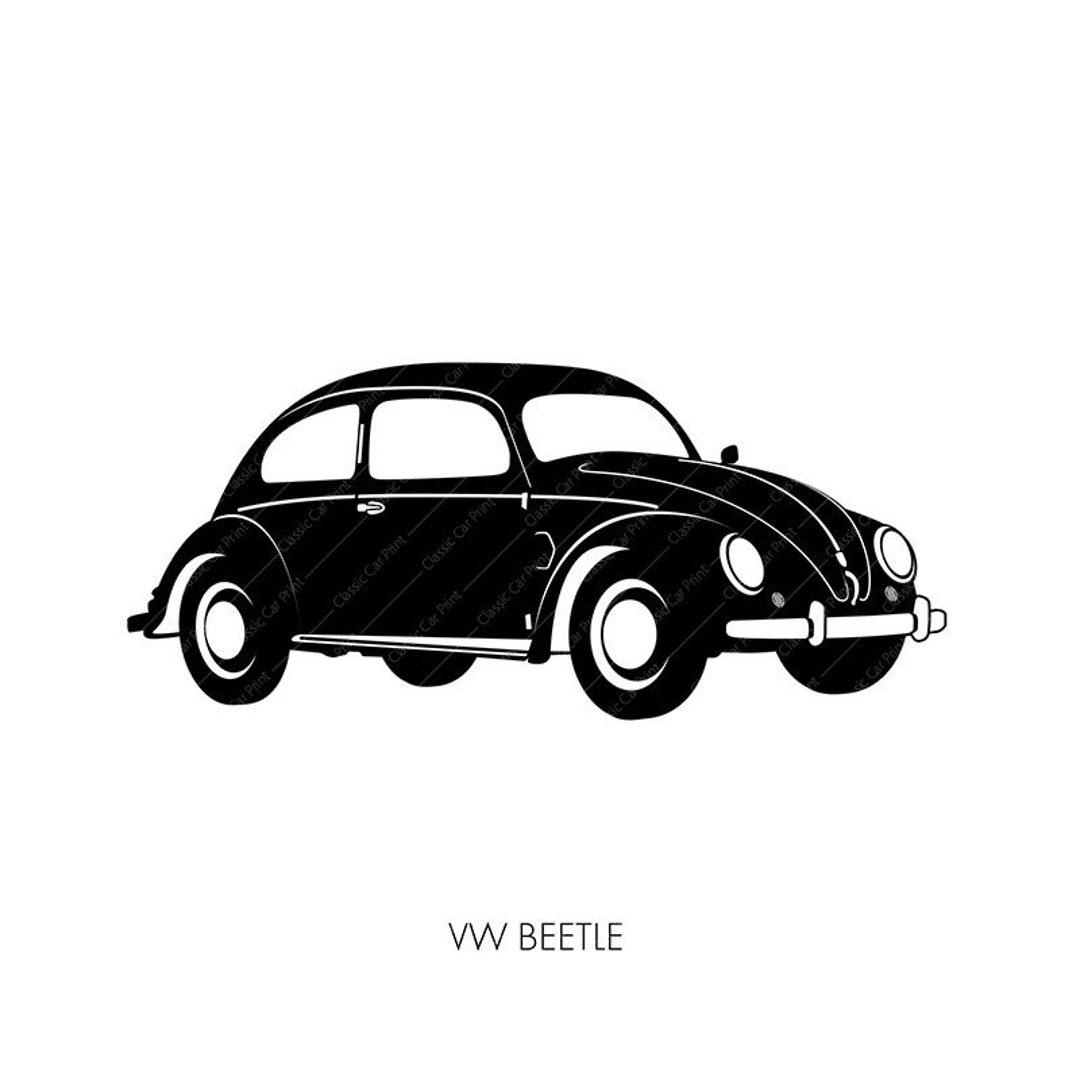 Volswagen Beetle Classic Car Poster, Instant Digital Wall Art Print ...