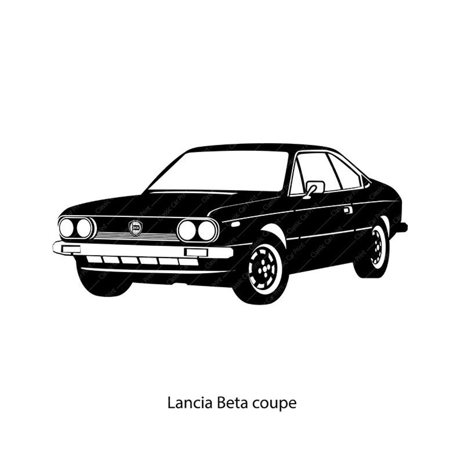 Lancia Beta Coupe, Italian Classic Car Poster Art, Oldtimer ...