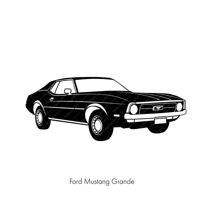 Ford Mustang Grande, American Classic Car Poster, Oldtimer Illustration ...
