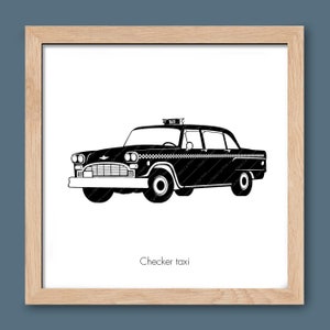 Checker Taxi, Classic Car Poster, Instant Digital Wall Art Print ...