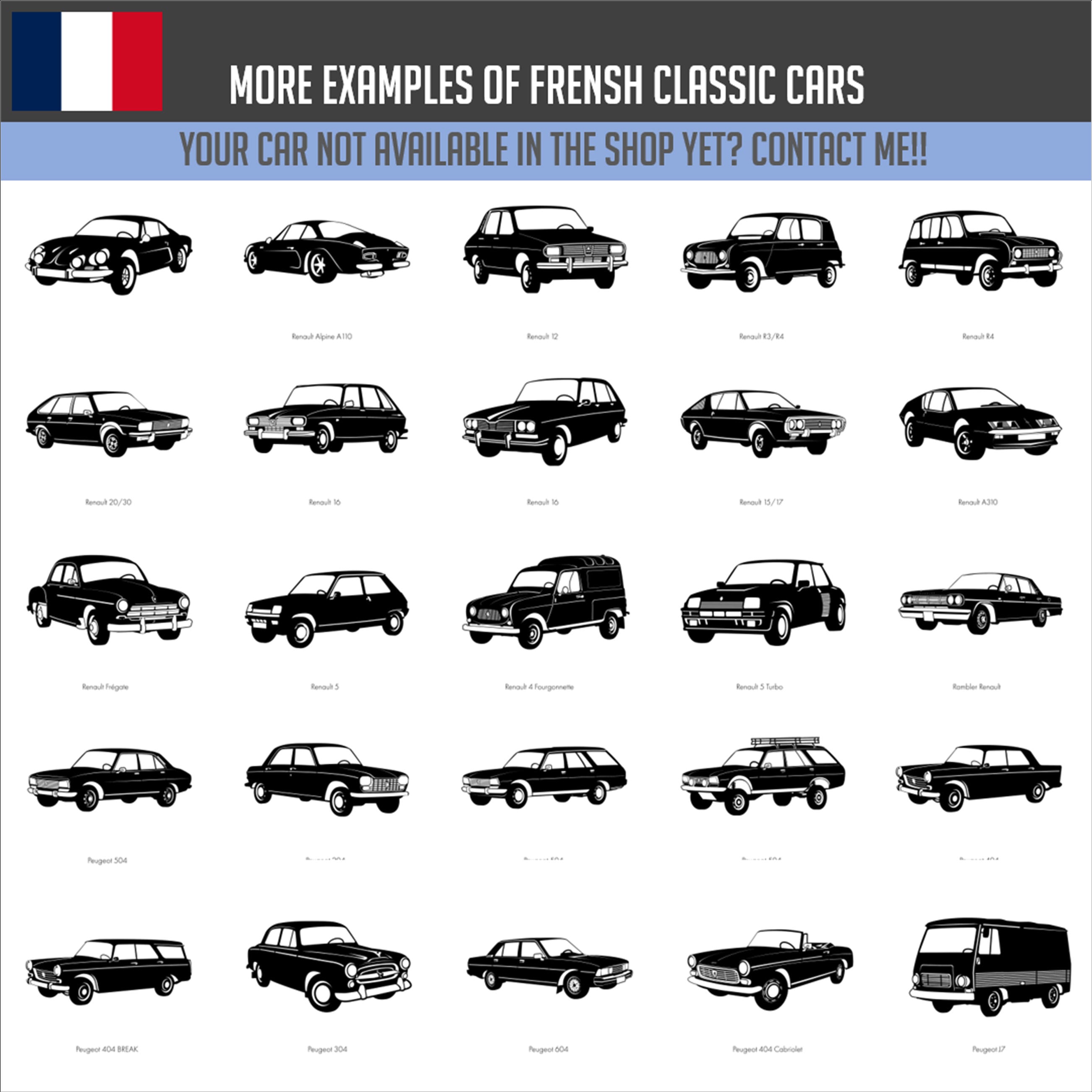 Peugeot 504 Dangel,classic Car Poster,vintage Car Wall Art Print, B&W ...