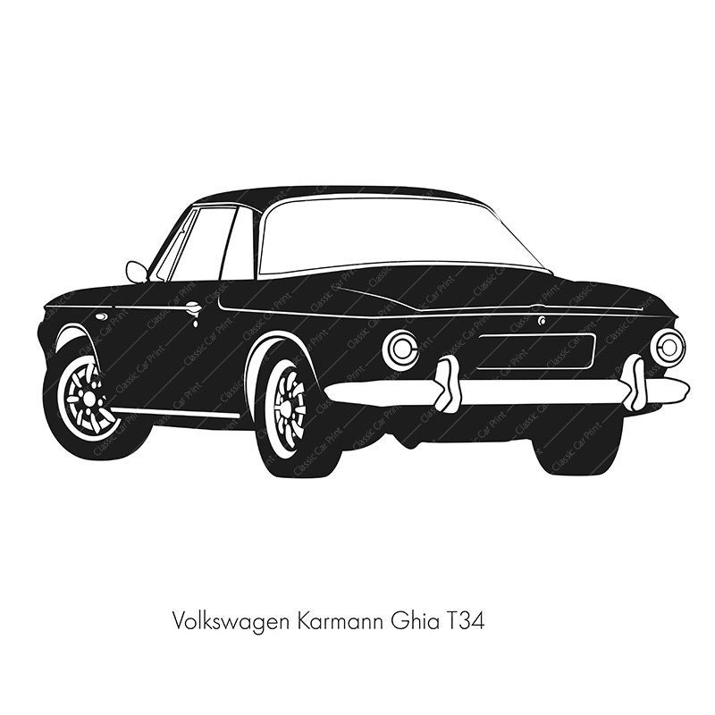 Volkswagen Karmann Ghia T34, Classic Car Poster, Instant Digital Wall ...