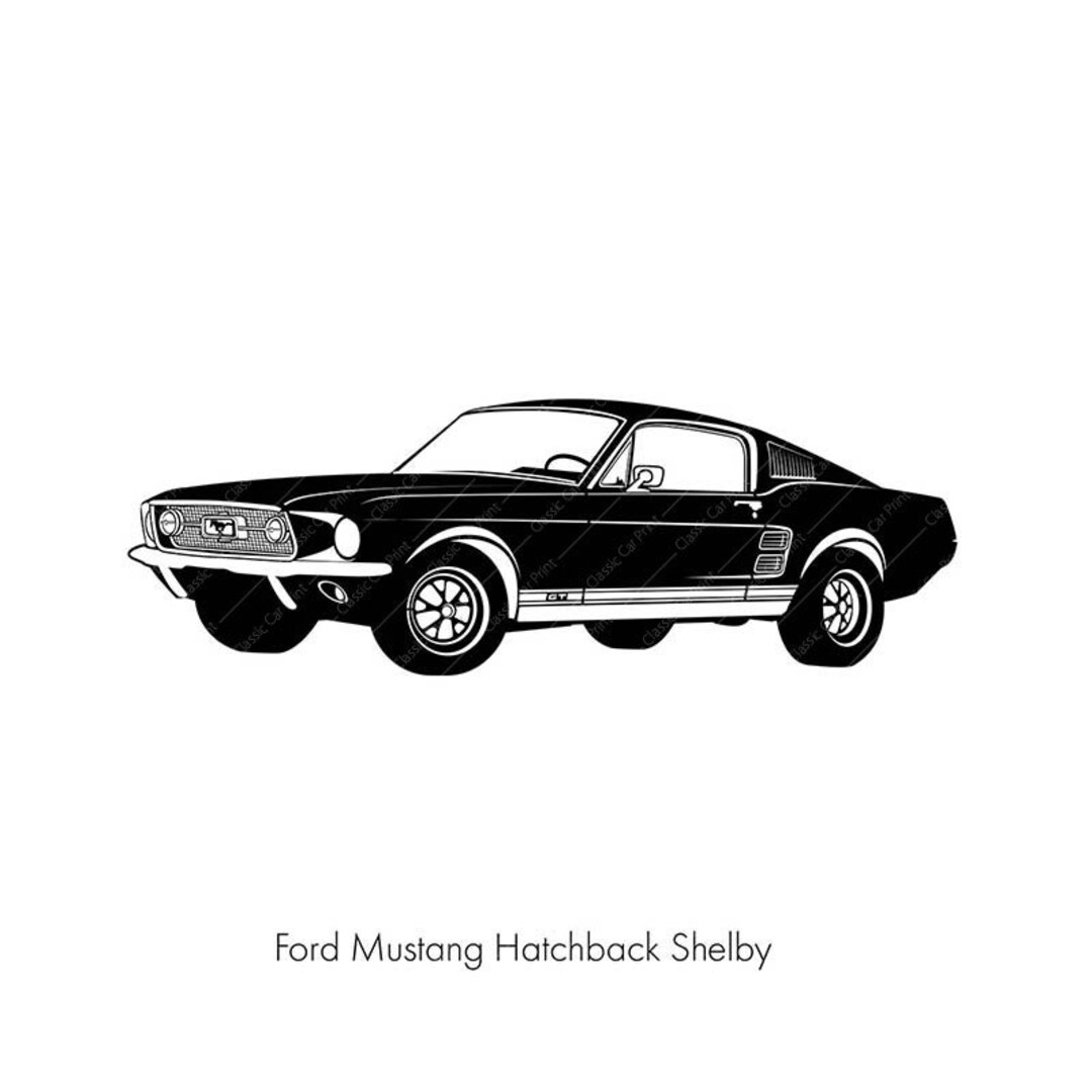 Ford Mustang Hatchback, American Classic Car Poster, Oldtimer ...