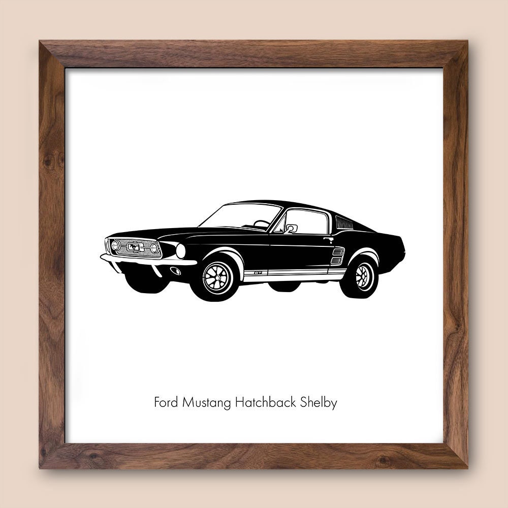 Ford Mustang Hatchback, American Classic Car Poster, Oldtimer ...