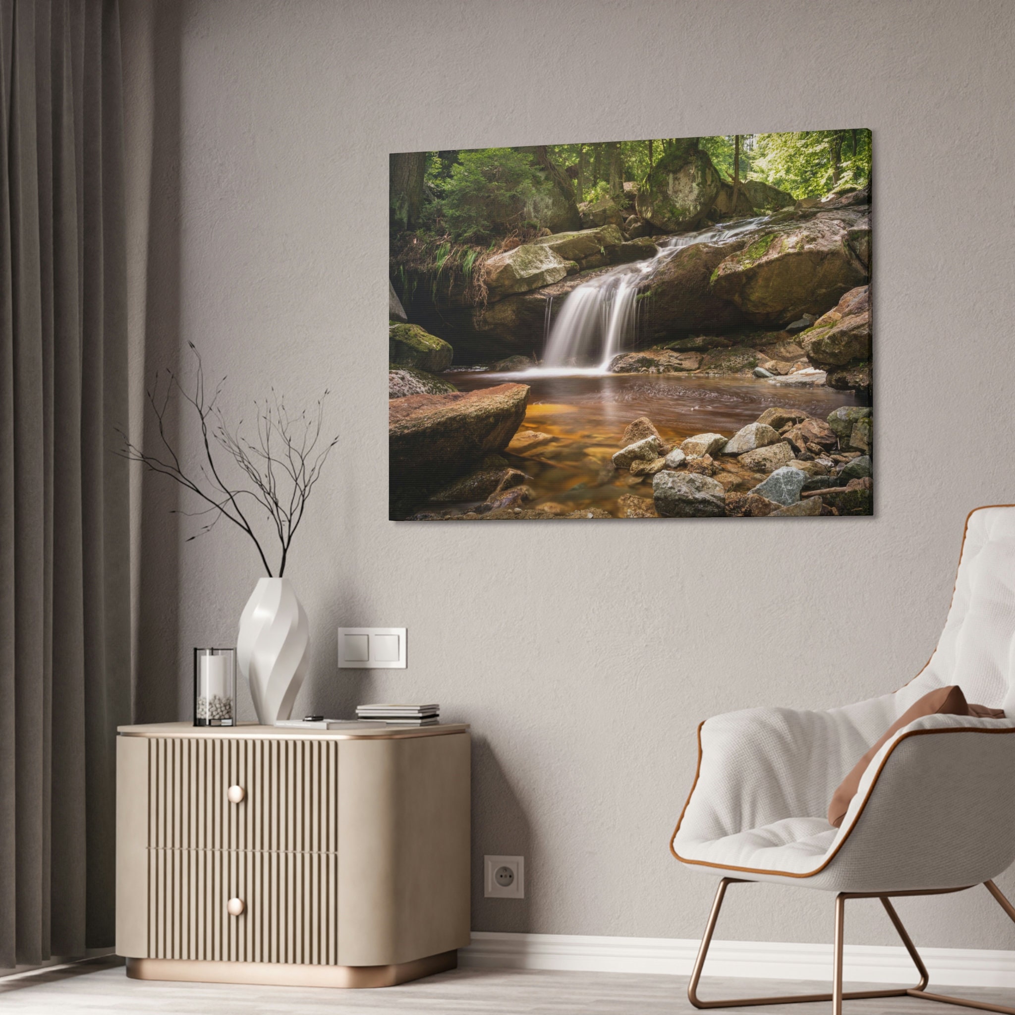 Waterfall and River Rocks Relaxing Wall Art Canvas - Etsy
