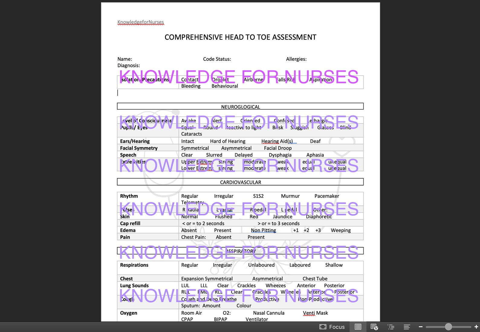 Comprehensive Head to Toe Assessment for Nursing Students, New Grads ...