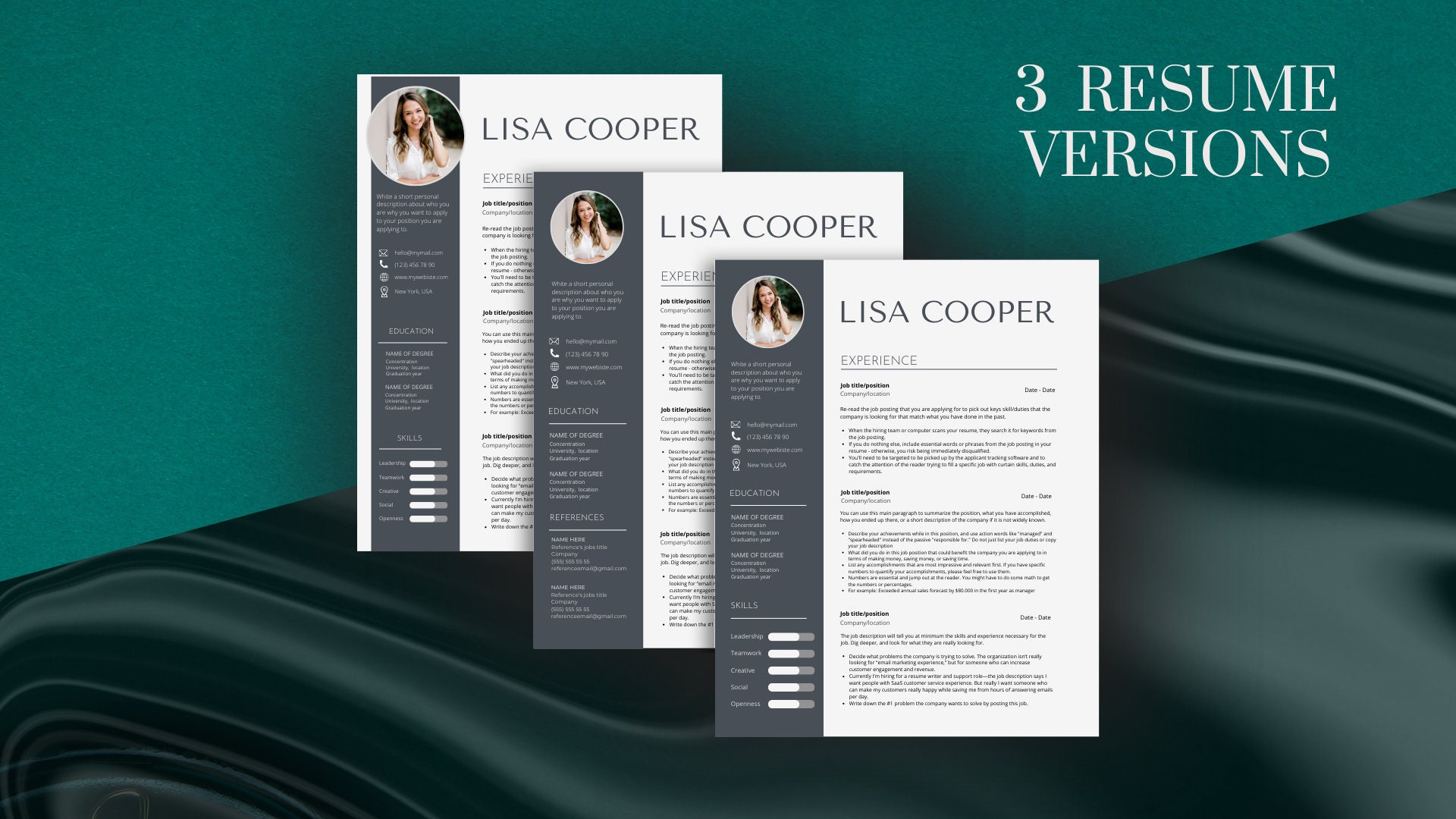 Professional Resume / CV Template Editable in Canva. Creative - Etsy