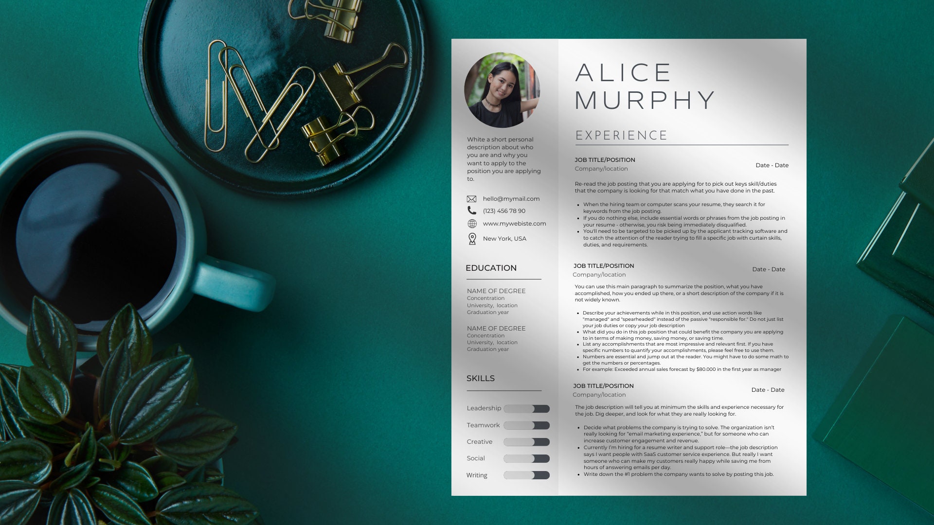 2023 Clean Resume Template. Easy to Edit in Canva free Program. Modern ...