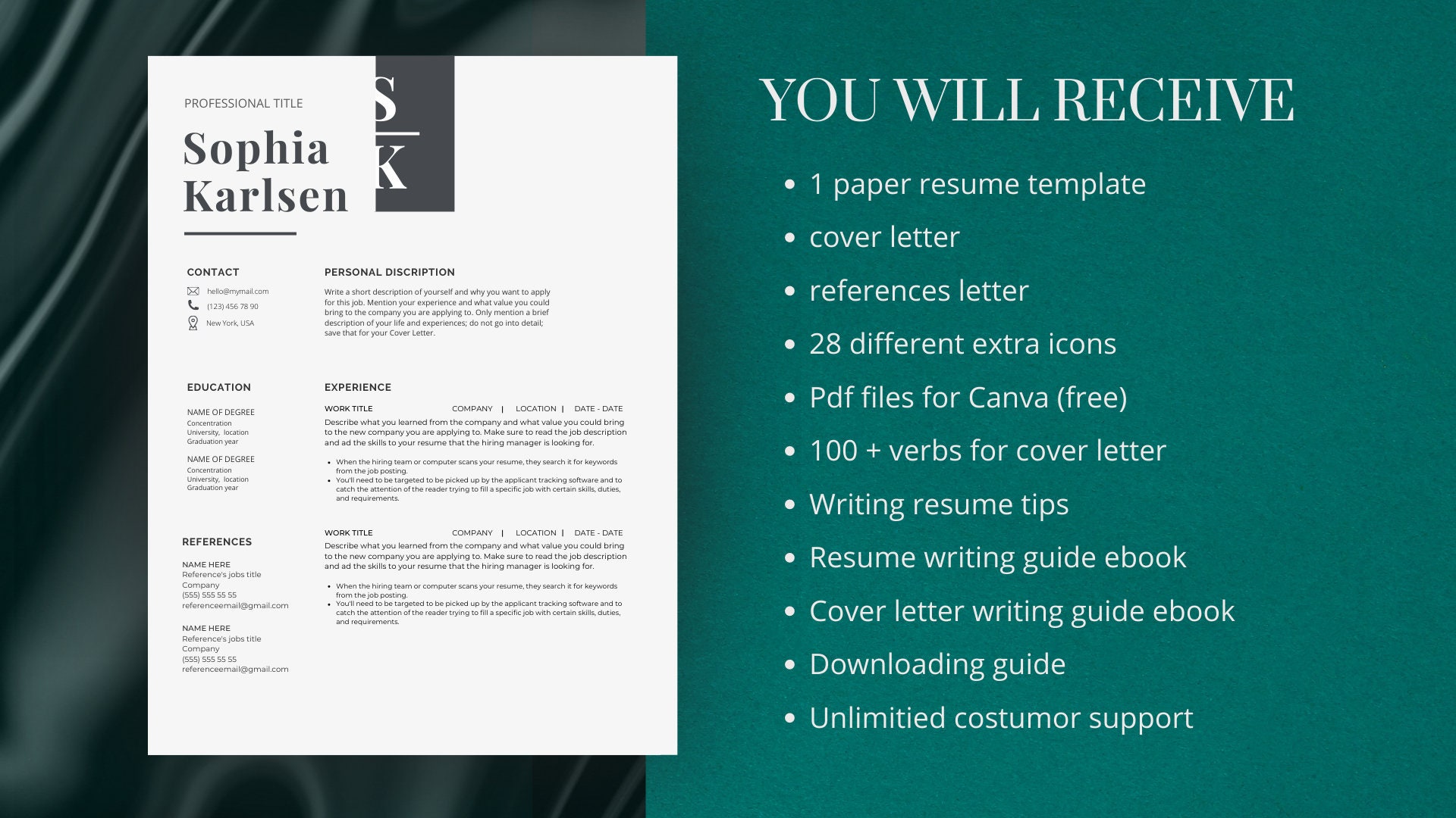 Minimalist Resume Template, Professional Modern Resume Template for ...