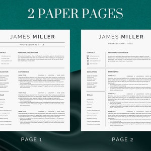 Minimalist Resume Template, Professional Modern Resume Template Word ...