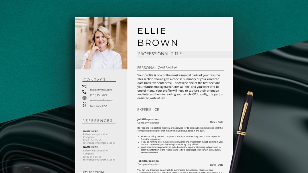 Resume Templates for Canva (free). Professional Resumes With Modern ...