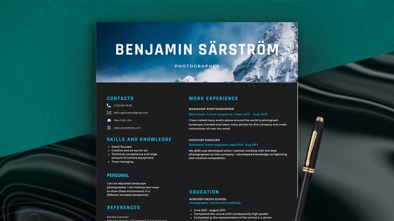 Resume Templates photography Edition for Word, Apple Pages, Canva ...