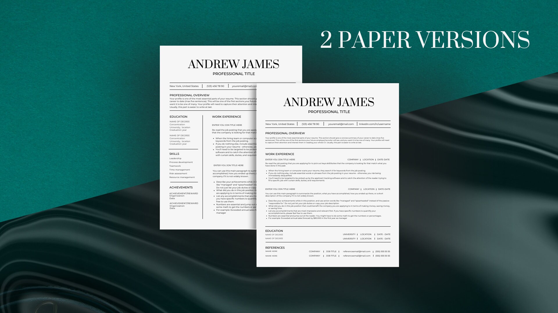 Resume Templates for Word, Apple Pages, Canva. Professional Resumes ...