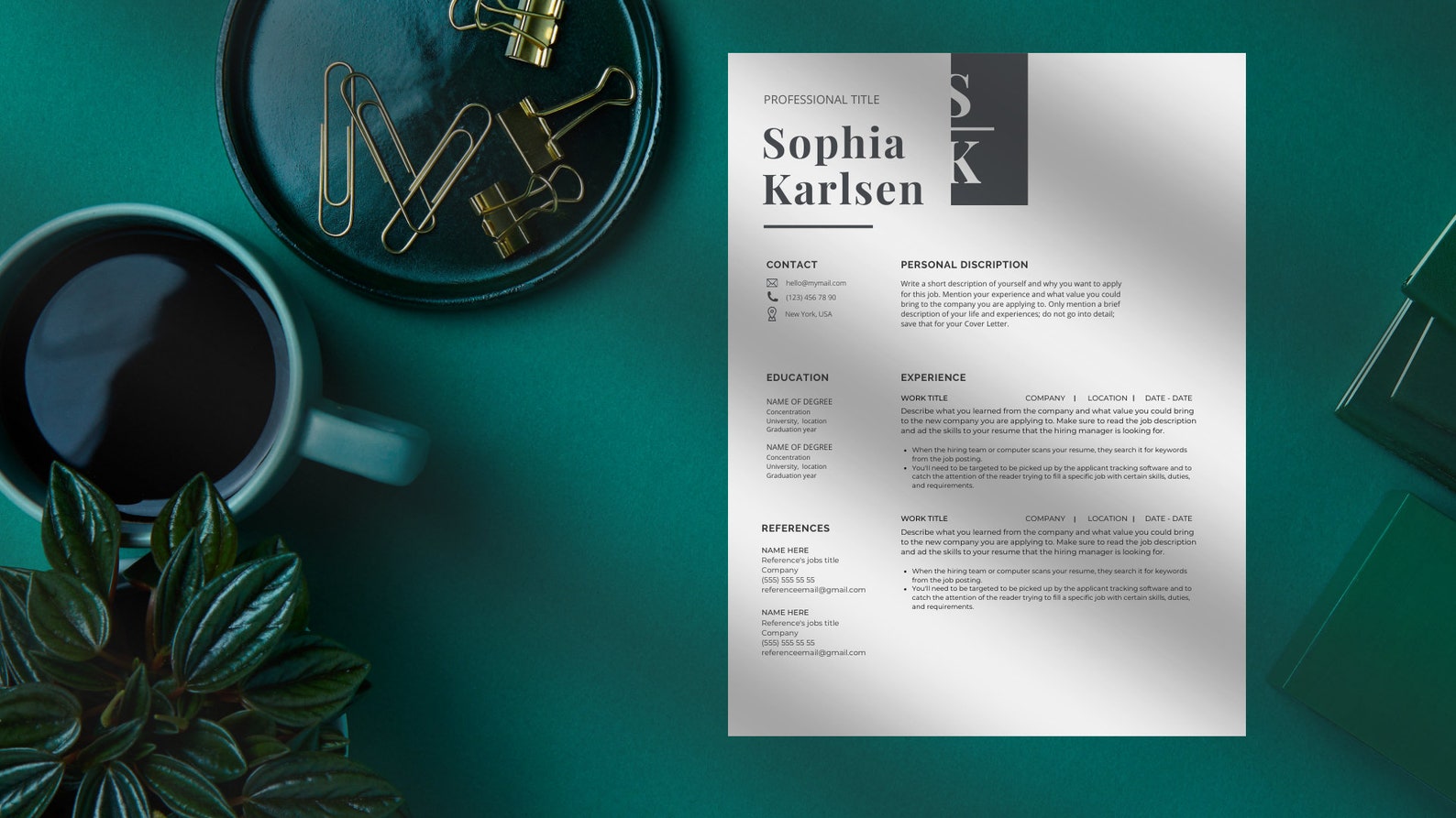 Minimalist Resume Template, Professional Modern Resume Template for ...